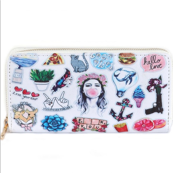 Bags | Character Print Vinyl Clutch Wallet | Poshmark